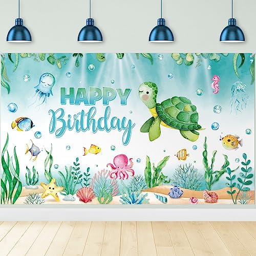 Amazon.com : Preboun Ocean Animal Backdrop Ocean Turtle Decorations ...