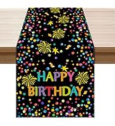 Amazon.com: XCHI Happy Birthday Colorful Balloons Confetti Stars Table ...