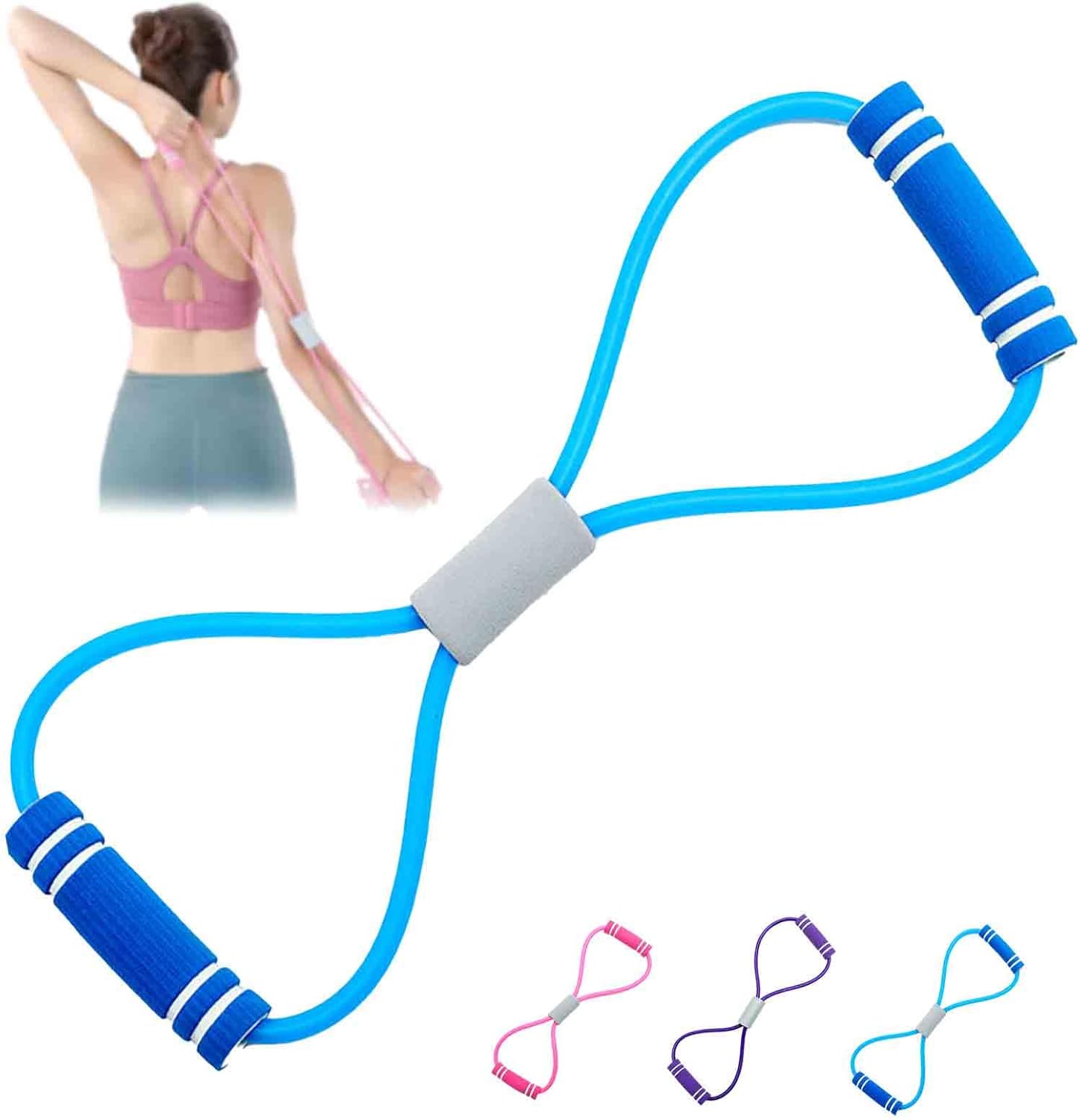 Saludea Resistance Band with Handles,8 Shaped Elastic Pull Yoga Tension ...