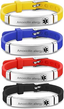 Amazon.com: Boys Girls Medical Alert Amoxicillin Allergy Adjust ID ...