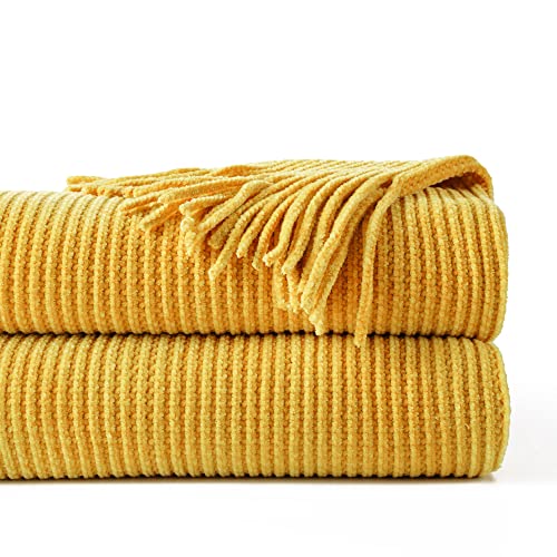 Snapklik.com : BATTILO HOME Mustard Yellow Throw Blanket For Couch ...