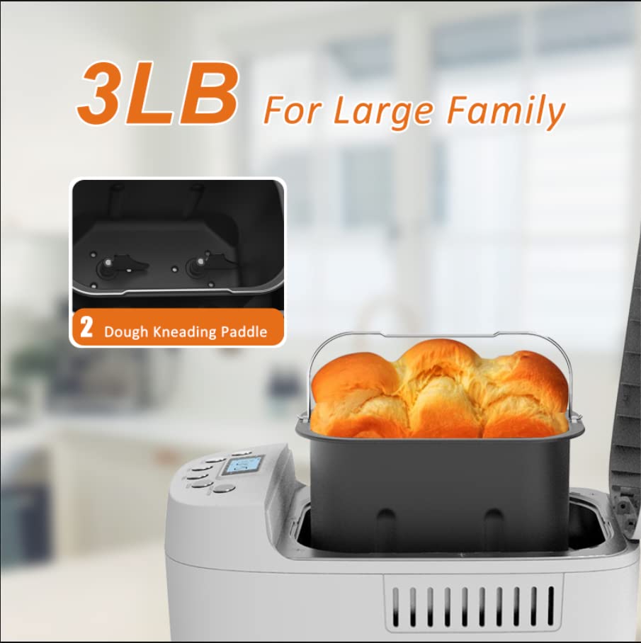 Davivy Bread Maker Machine 3LB with 2 Dough Kneading Paddle Dough Maker ...