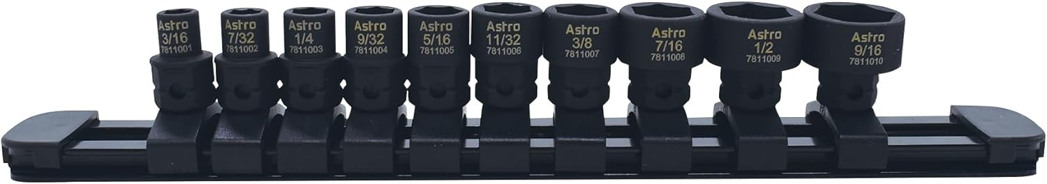 Astro Pnematic - 10pc 1/4" Drive Low Profile Nano Impact Sockets - SAE ...
