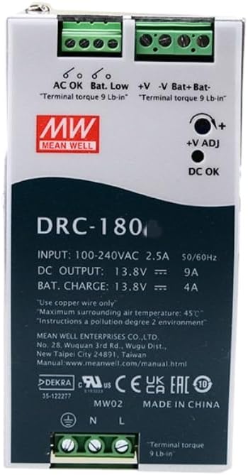 Amazon.com: Mean Well DRC 180W 27.6V Fuente de alimentación conmutada, DRC-180B salida dual AC ...