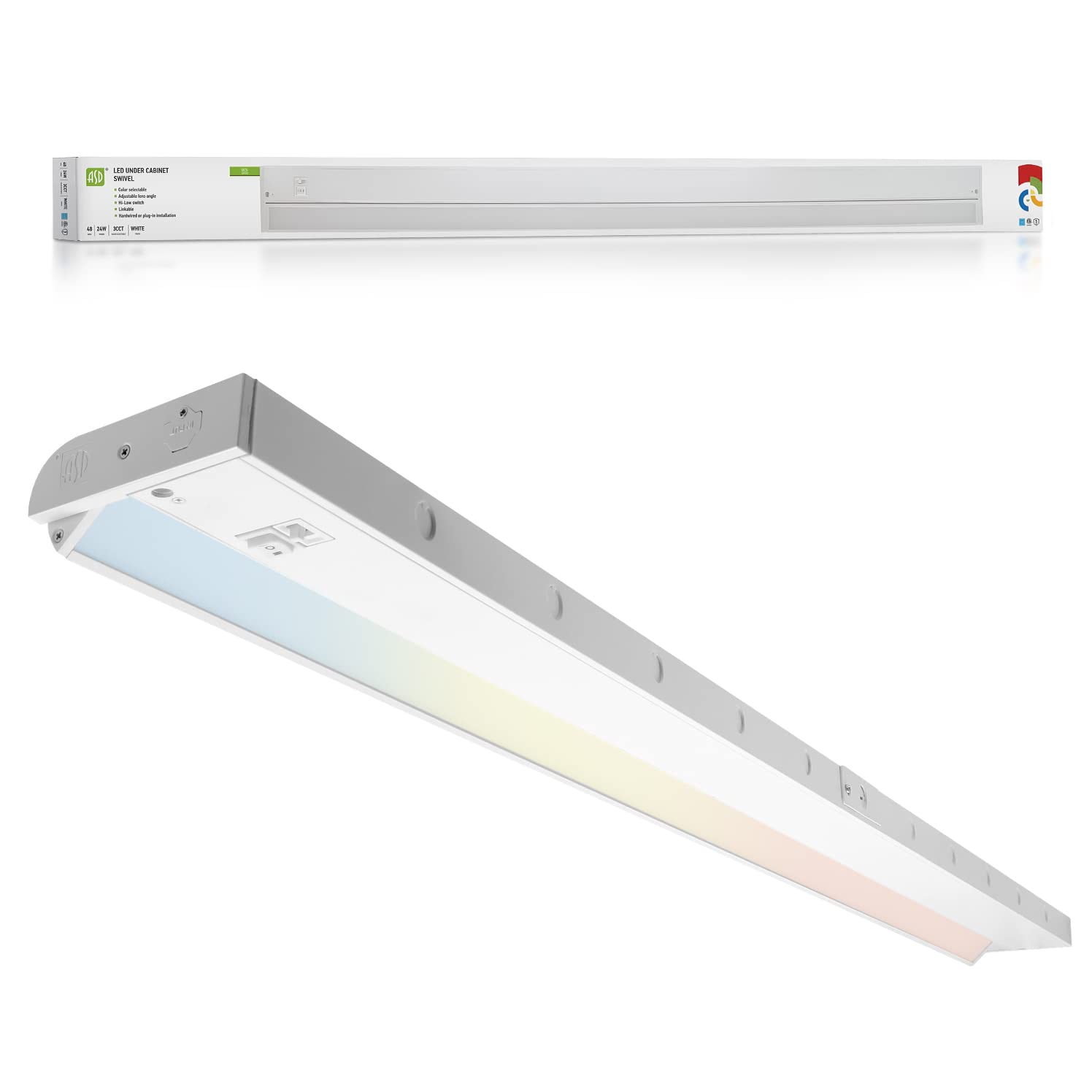 ASD Swivel LED Under Cabinet Lighting 48 Inch Dimmable Hardwired or ...