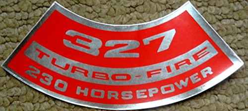 CHEVROLET 327 TURBO-FIRE 230 hp HORSEPOWER AIR CLEANER TOP LID DECAL ...