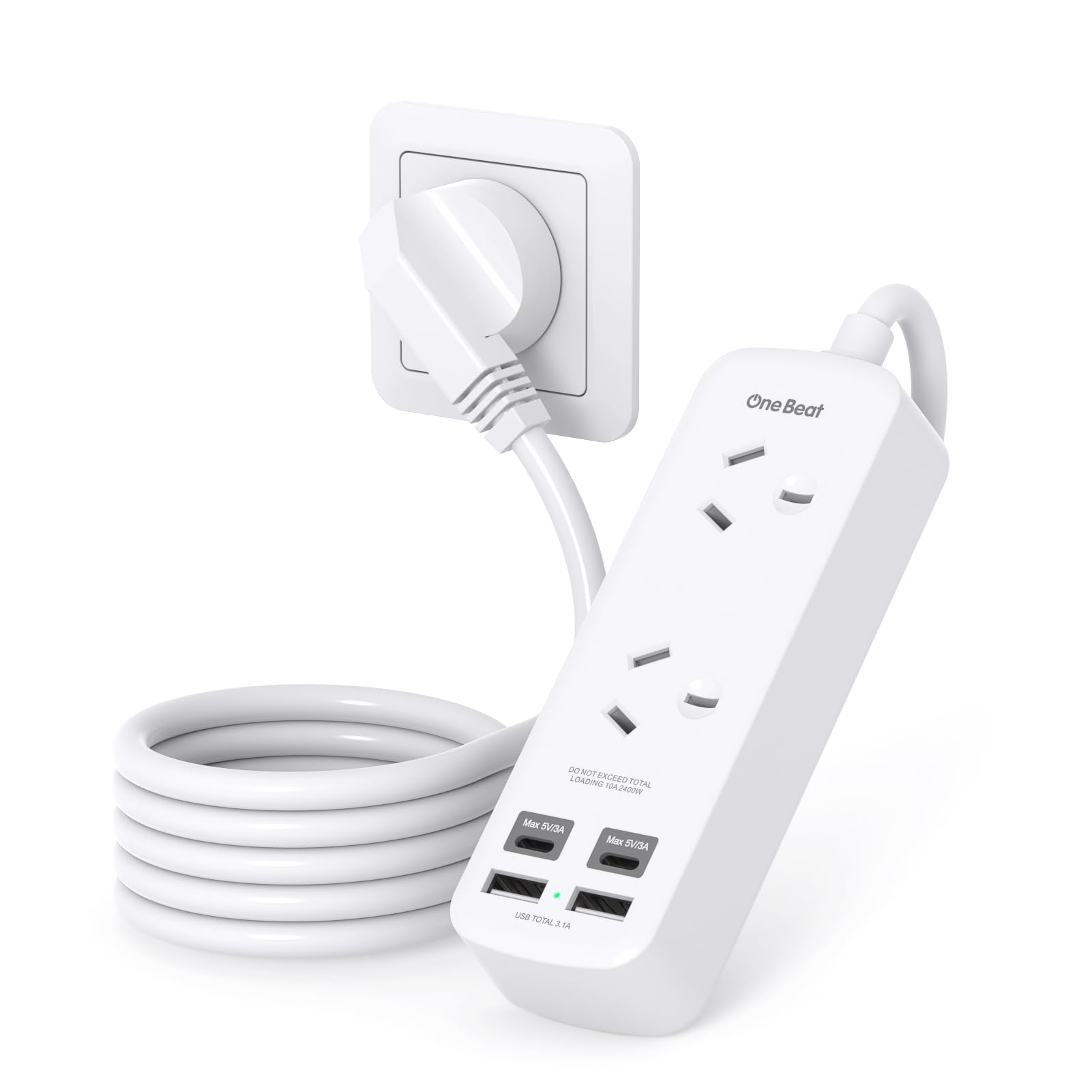 Power Board with USB C, Power Strip with 2 Outlets 4 USB Ports (2 USB C ...