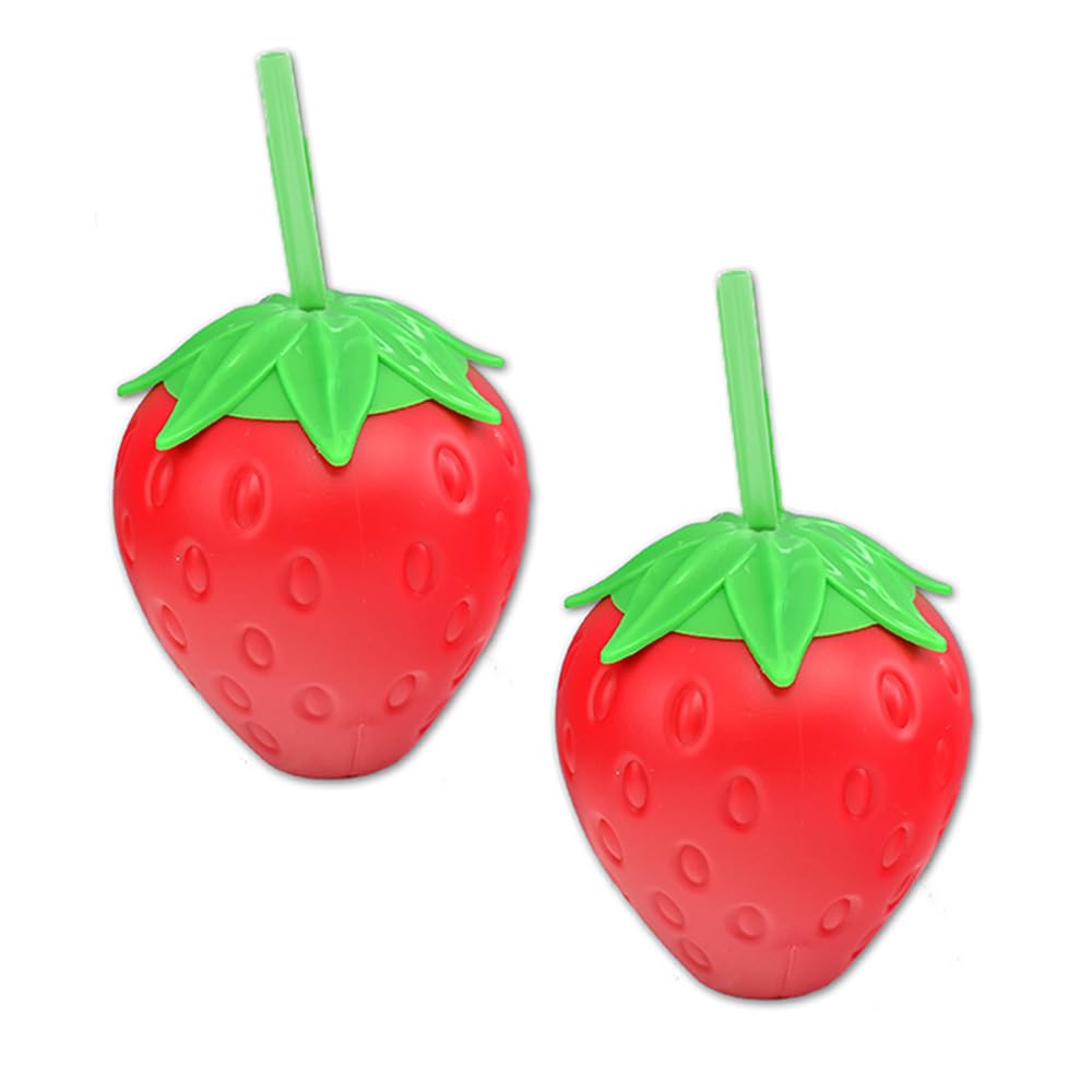 Strawberry Crazy Straw Beverage Cups - Large Tropical Plastic Drinking ...
