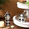 Amazon.com: Jetec 2 Pieces Buffalo Plaid Decor Wooden House Shaped ...