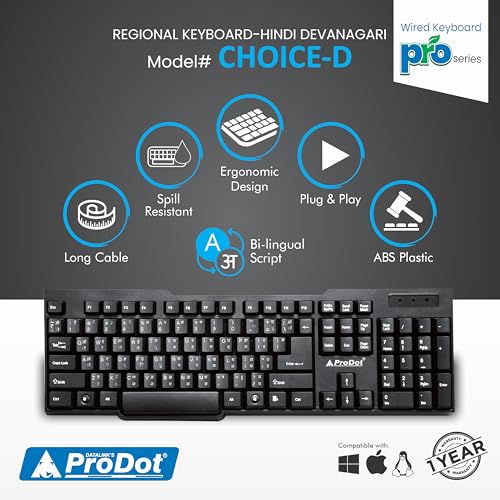ProDot ProSeries Wired Keyboard with Rupees Symbol | Hindi Devanagari ...