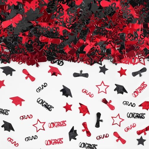 Amazon.com: Alynta Black and Red Graduation Confetti 2000Pcs 2.1oz ...