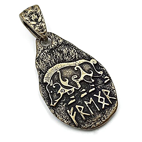 Amazon.com: Freyr boar rune pendant from bronze Norse necklace Viking ...