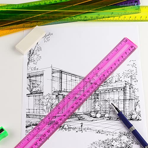 Snapklik.com : 12 Pack Color Transparent Ruler Plastic Rulers, Metric ...