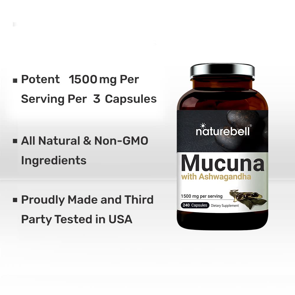 Mucuna Pruriens Capsules, Triple Strength 1500mg Per Serving, 2 in 1 ...