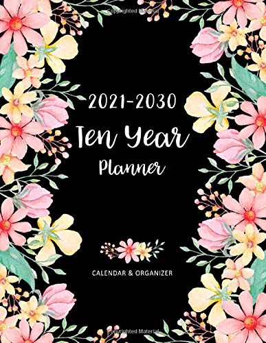 Amazon.co.jp: Ten Year Planner 2021-2030: Watercolor Flower, 120 Month ...