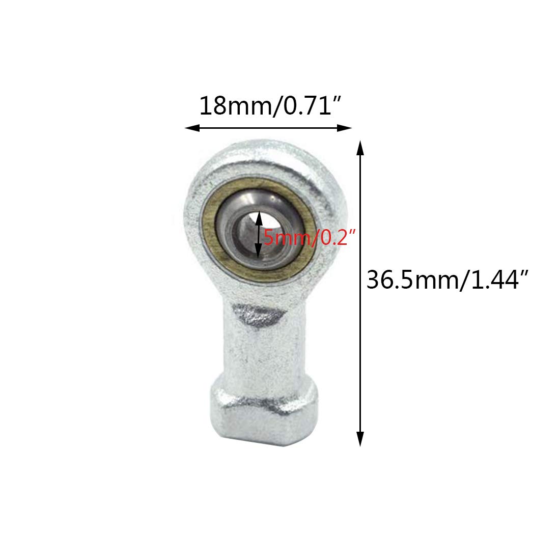 Buy TUOREN 5mm Inside Dia Rod End Bearing Self Lubricating, M5 x 0.8 ...