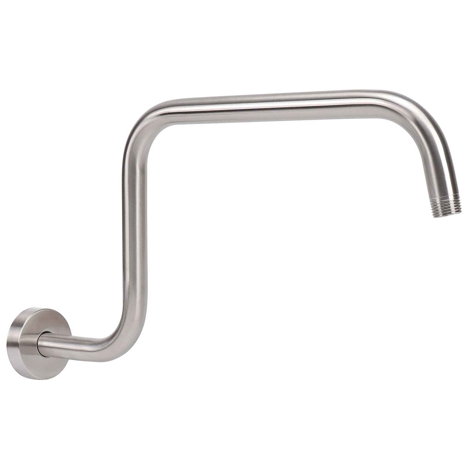 NearMoon S Shape Shower Extension Arm with Flange, Stainless Steel High ...