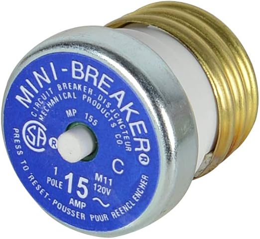 15 Amp 115V Edison Base Mini Circuit Breaker Push Fuse : Amazon.ca ...