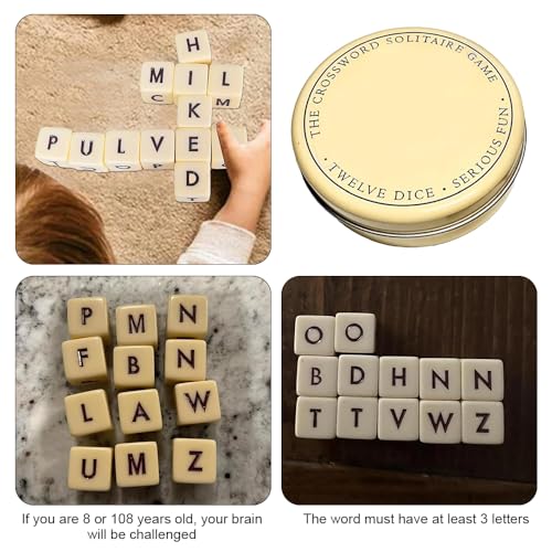 Hojalis Crossword Solitaire Game, Qless Dice Game with 12 Dice Letters ...