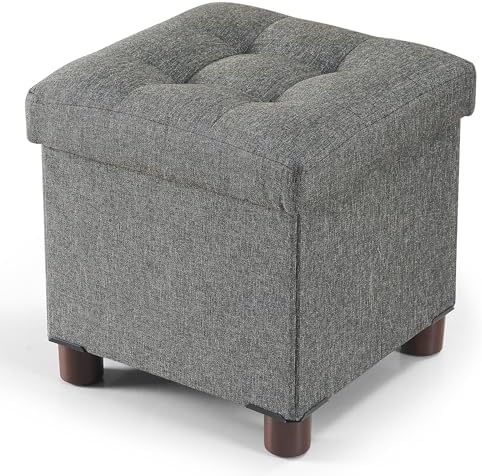 Cocoarm Ottoman Storage Box, Light Grey Stool with Removable Lid ...