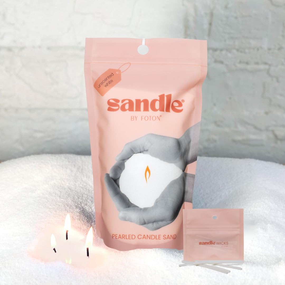 Amazon.com: Sandle by Foton Pearled Candle Sand 10 Oz – White Unscented ...