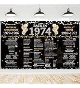 Amazon.com: Roetyce 1974 50th Birthday Decorations for Women Men, Black ...
