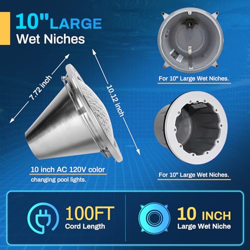 Pomeade SH101300 10inch Led Pool Lights for Inground Pools, 100FT ...