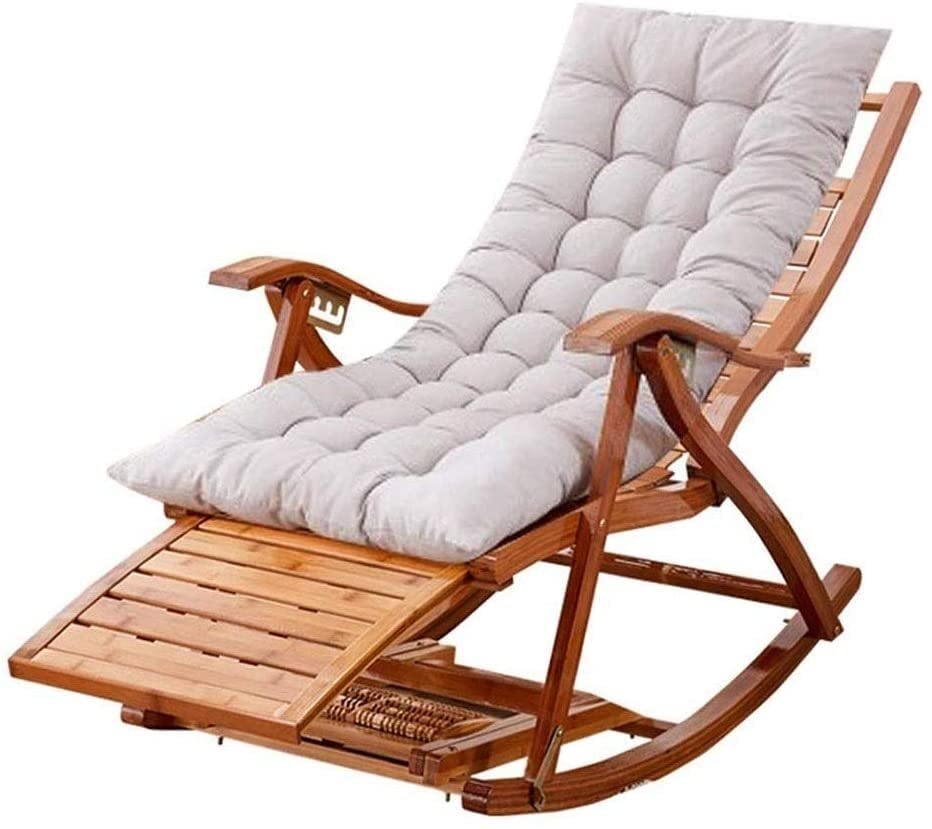 Amazon｜KRHINO リクライニングチェア 昼休み 折りたたみロッキングチェア ラタンチェア 竹製チェア 背もたれ バルコニー ホーム ...