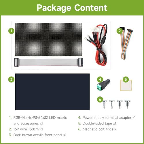 Waveshare RGB Full-Color LED Matrix Panel 6432 Pixels Display Screen ...