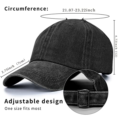 Baseball Cap Unisex Vintage Washed Distressed Cap,Retro Adjustable Dad ...