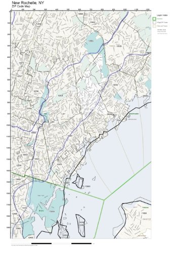 Amazon.com : ZIP Code Wall Map of New Rochelle, NY ZIP Code Map Not ...