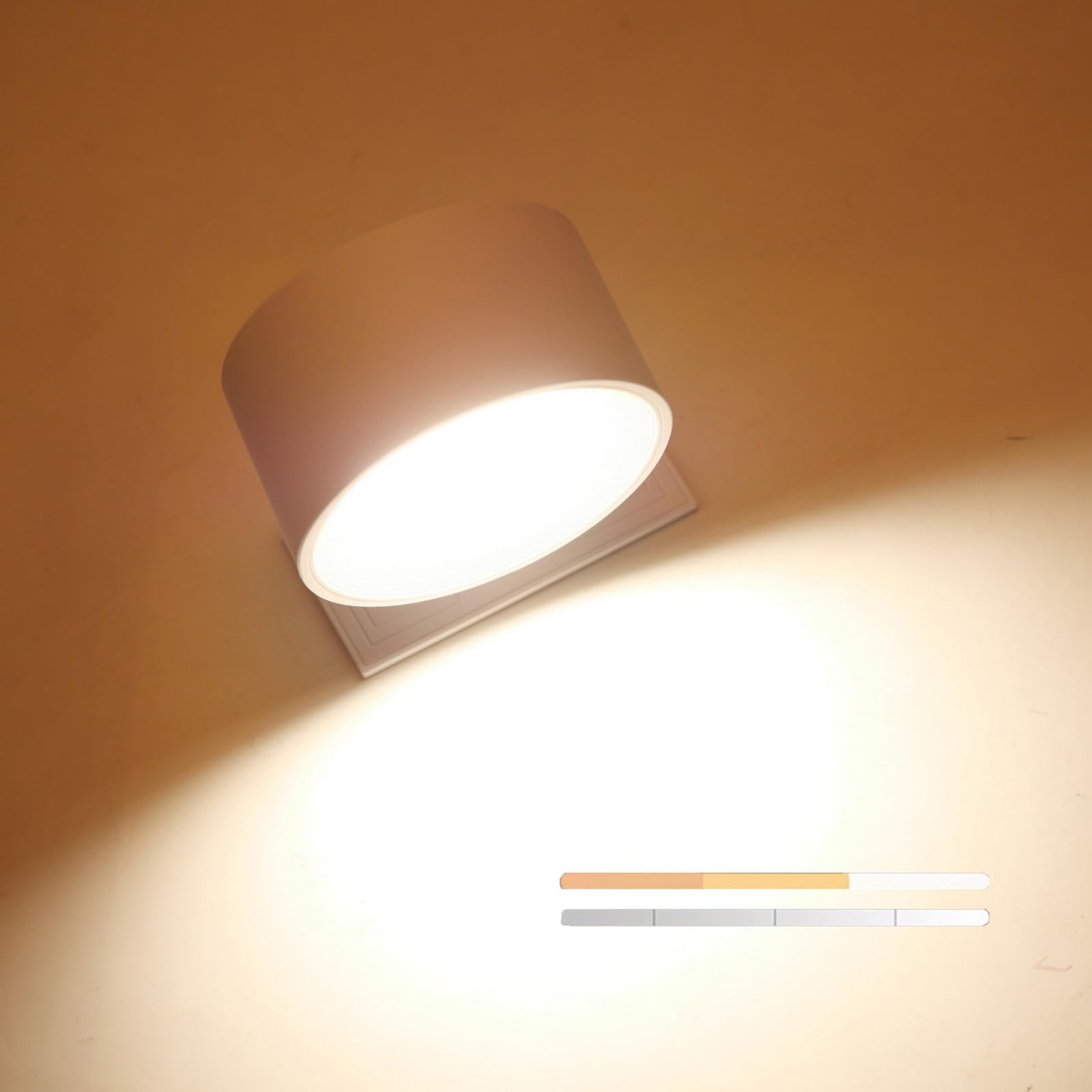 LED Wall Sconces, USB Rechargeable 360°Rotate Cordless Wall Lamp with 3 ...