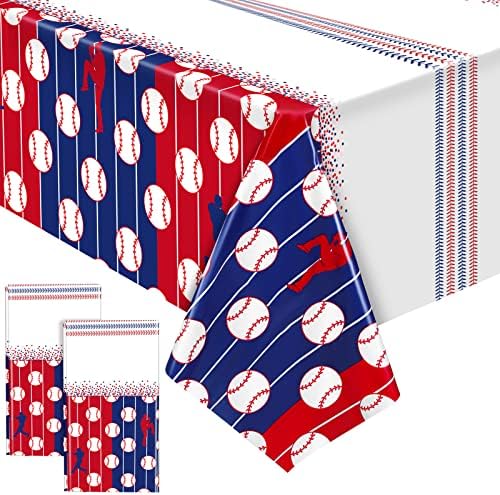 Amazon.com: Lecferrarc 2 Pcs Baseball Tablecloth Baseball Plastic Table ...