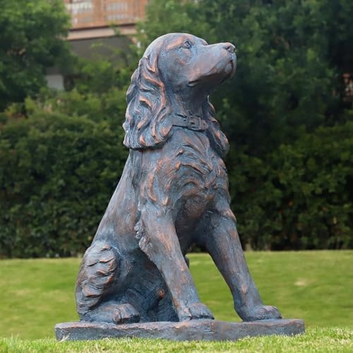 Amazon.com : Glitzhome Guardian Sitting Dog Statue Outdoor Garden ...