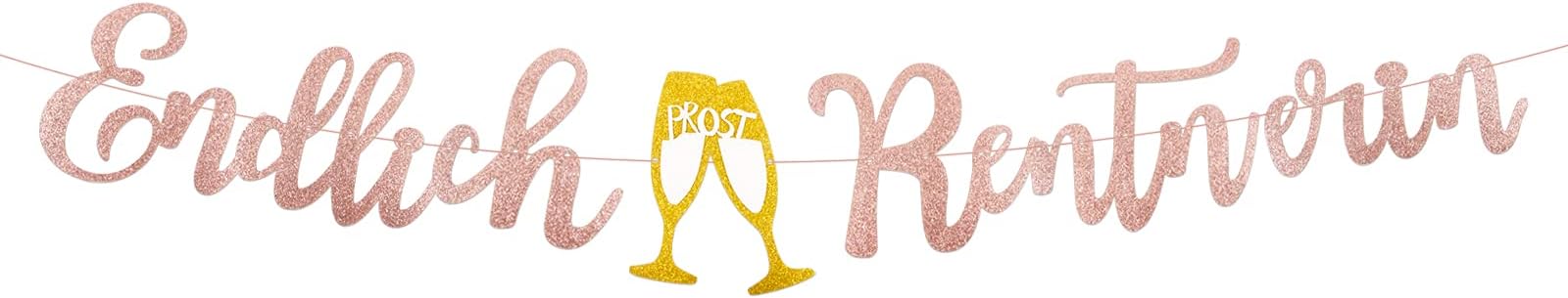 BETESSIN Ruhestand Deko für Damen - Endlich Rentnerin Girlande Glitzer ...