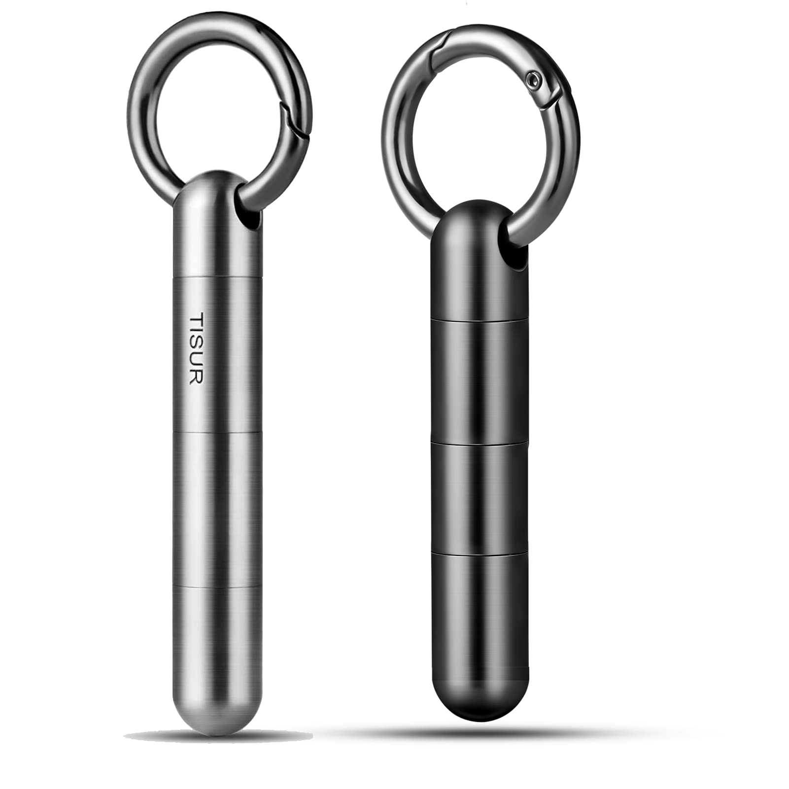 Amazon.com: Titanium Black Keychain Pill Case+TISUR Grey Keychain Pill Case : Health & Household