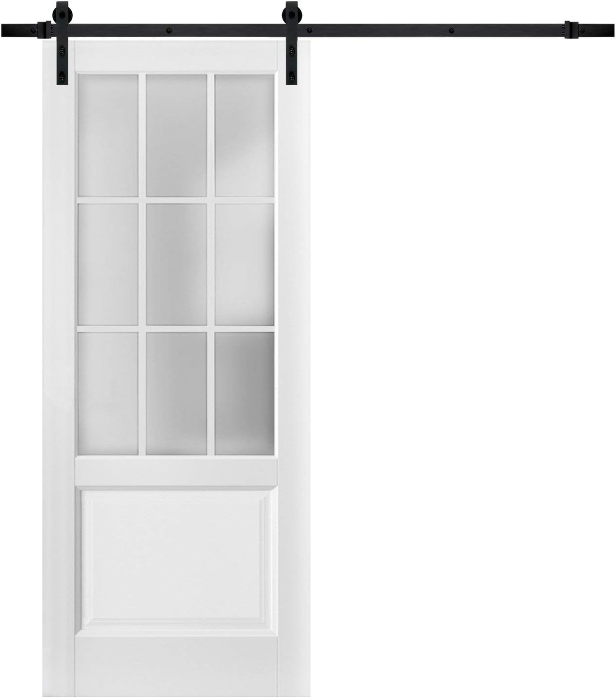 Sturdy Barn Door 28 X 80 Inches Frosted Glass 9 Lites Felicia 3309 sturdy-barn-door-28-x-80-inches-frosted-glass-9-lites-felicia-3309