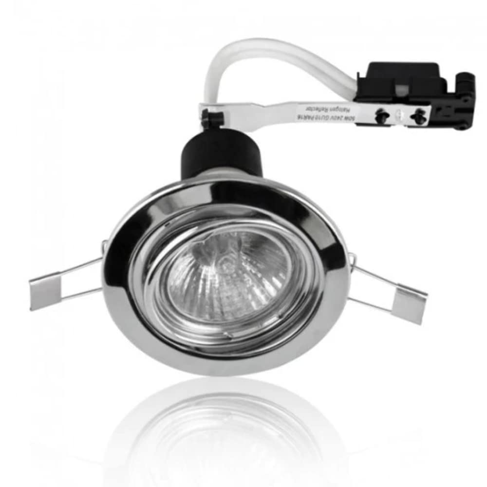MiniSun GU10 Polished Chrome Tiltable Steel Ceiling Recessed Spotlight ...