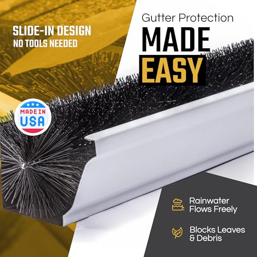 GutterBrush Gutter Guard for 5 Inch Gutters – 15 Ft DIY Leaf Filter ...