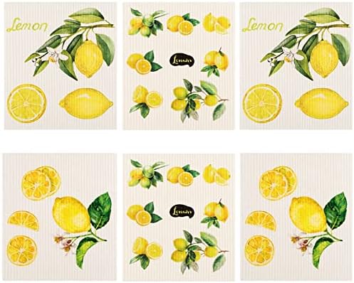 Amazon.com: Boao Set of 6 Lemon Swedish Kitchen Dishcloths Cleaning ...