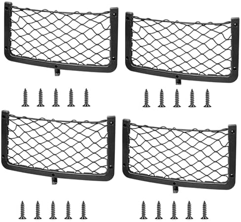 4 Pack Large ABS Plastic Frame Car Storage Net,Stretch Mesh Net Pocket ...