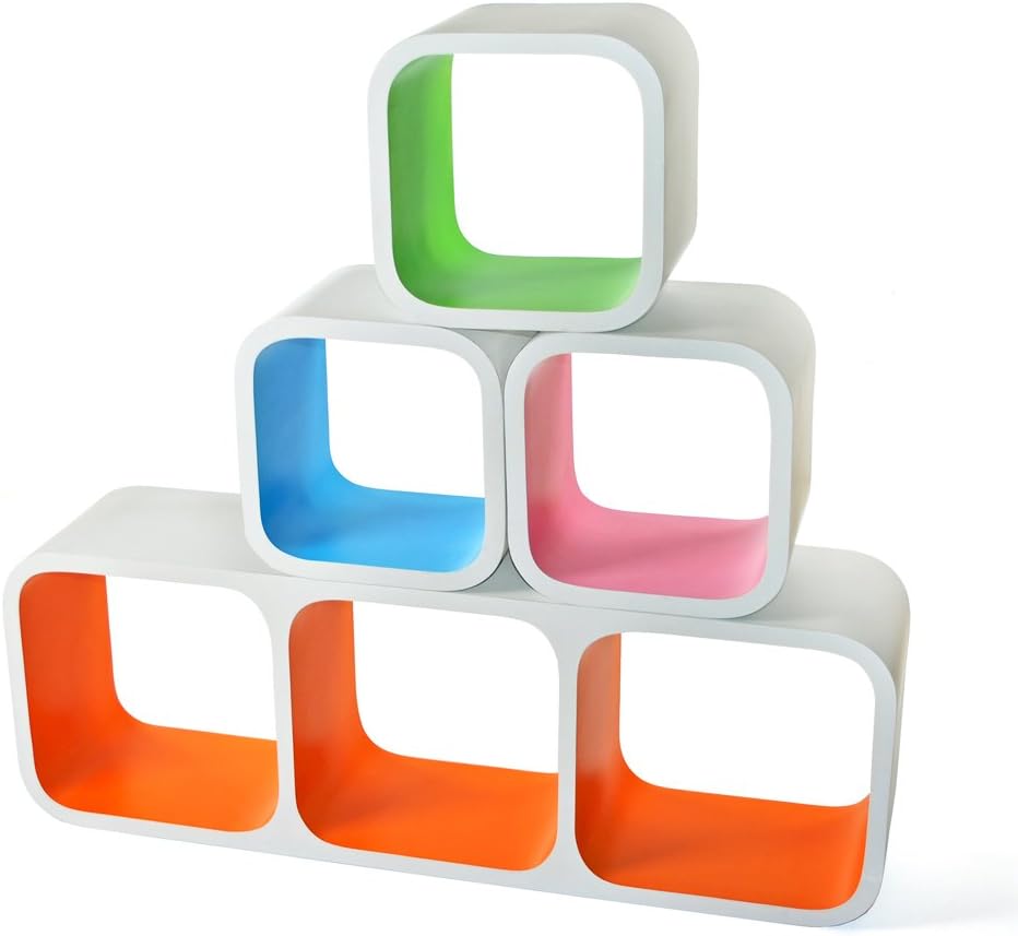 Amazon.com: Azar 300400 Inter-Stackable Designer Cube Shelves, 4-Piece ...