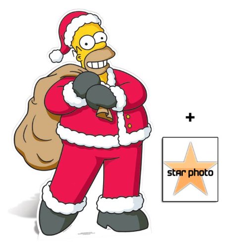 Buy Fan Pack - Homer Simpson Santa Claus Lifesize Cardboard Cutout ...