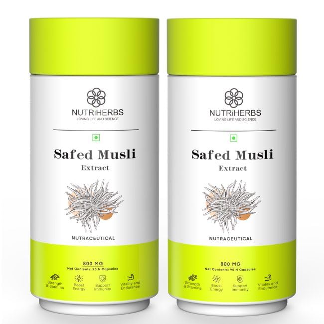 Buy NUTRiHERBS Safed Musli Extract Capsules 800mg – Herbal Supplement ...
