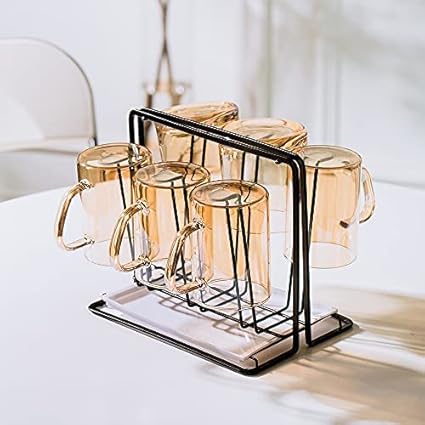 Amazon.com - YISMAN Metal Cup Drying Rack with 6 Hooks, Bottle Drying ...