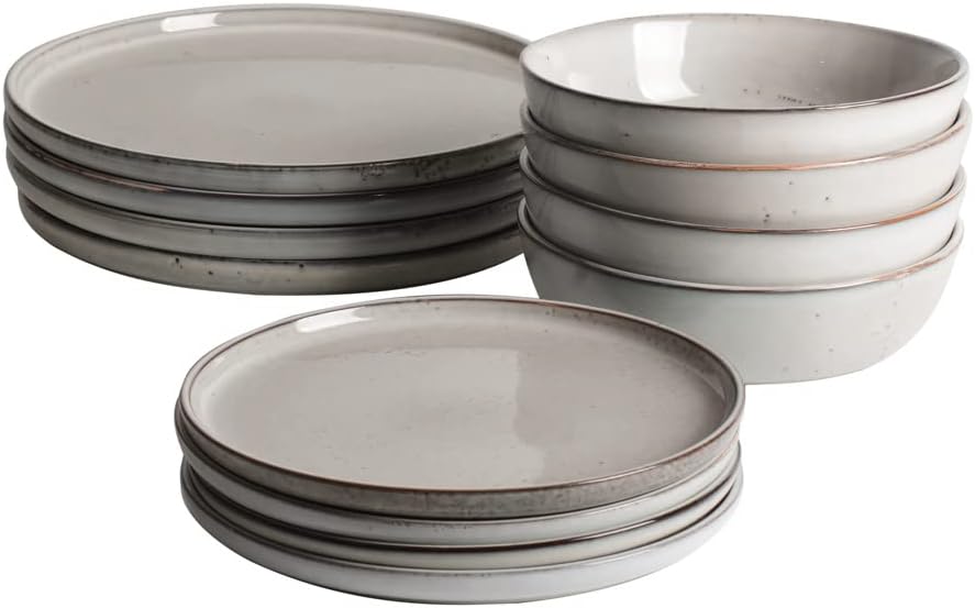 Amazon.de: ProCook Oslo Rim Tafelservice - Steinzeug - 12-teilig - Grau ...