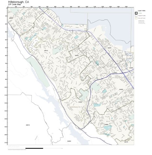 ZIP Code Wall Map of Hillsborough, CA ZIP Code Map Laminated: Amazon ...