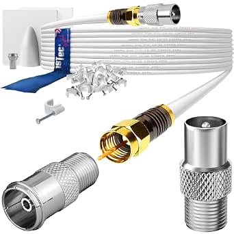 1STec 15m Digital TV Male to M/Female Gold Plated F-Connector Cable for ...