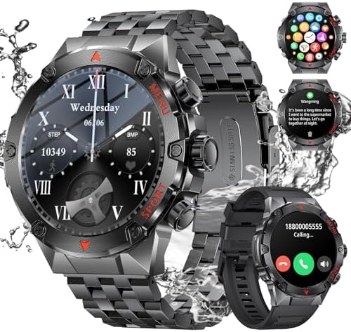 Amazon.com: PODOEIL 1.43" AMOLED Military Smart Watches for Men, IP68 ...