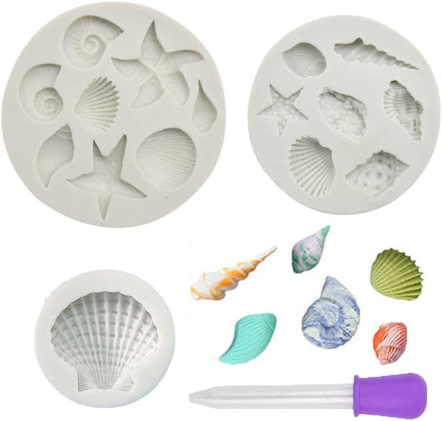 3 Pcs Seashell Silicone Molds Conch Starfish Fondant Mold Sea Urchin ...